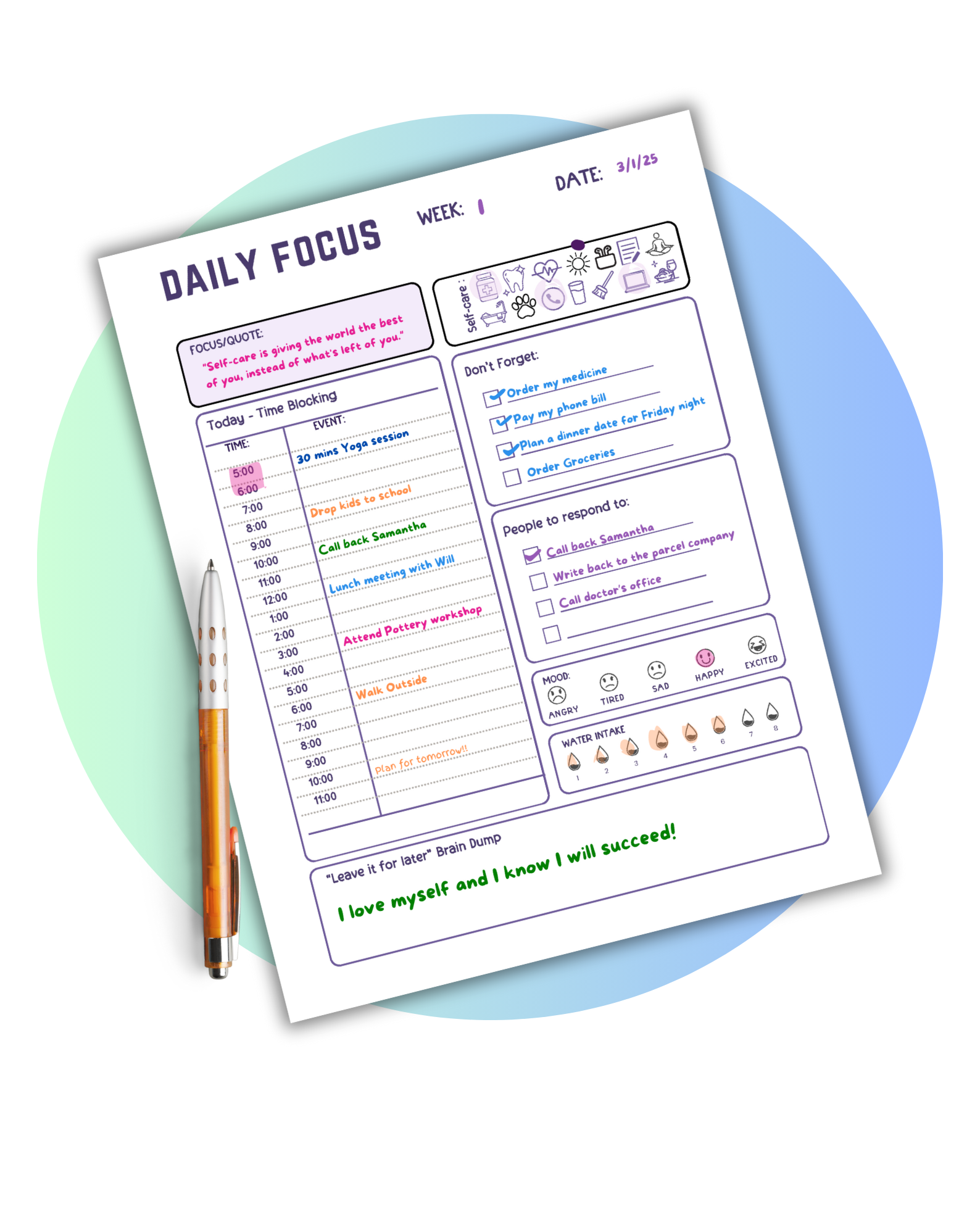 ADHD Printable Planners| Productivity & Focus Tools – Brain Wave Focus