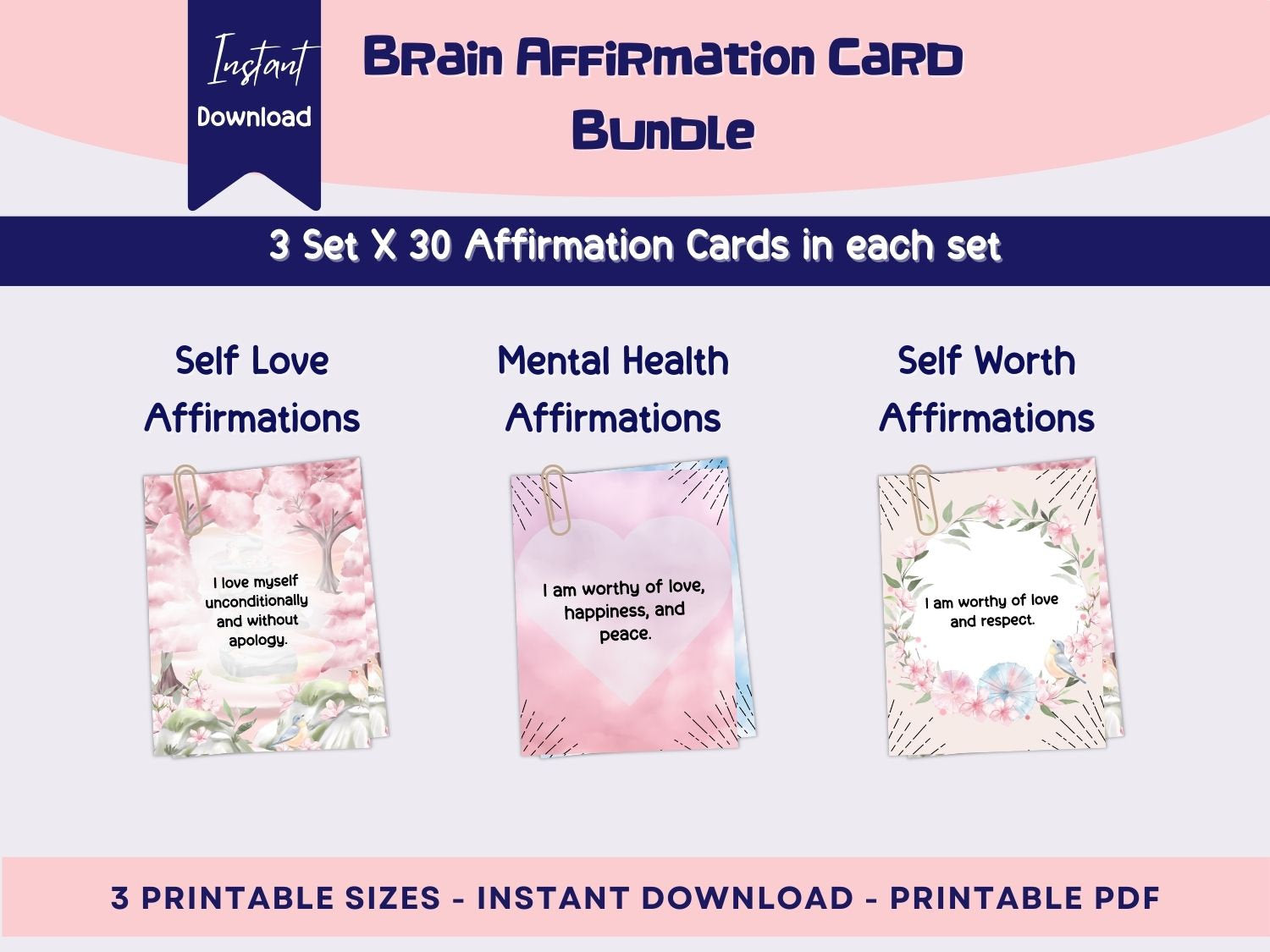 Mental Health Brain Affirmation Station Card Set – Brain Wave Focus