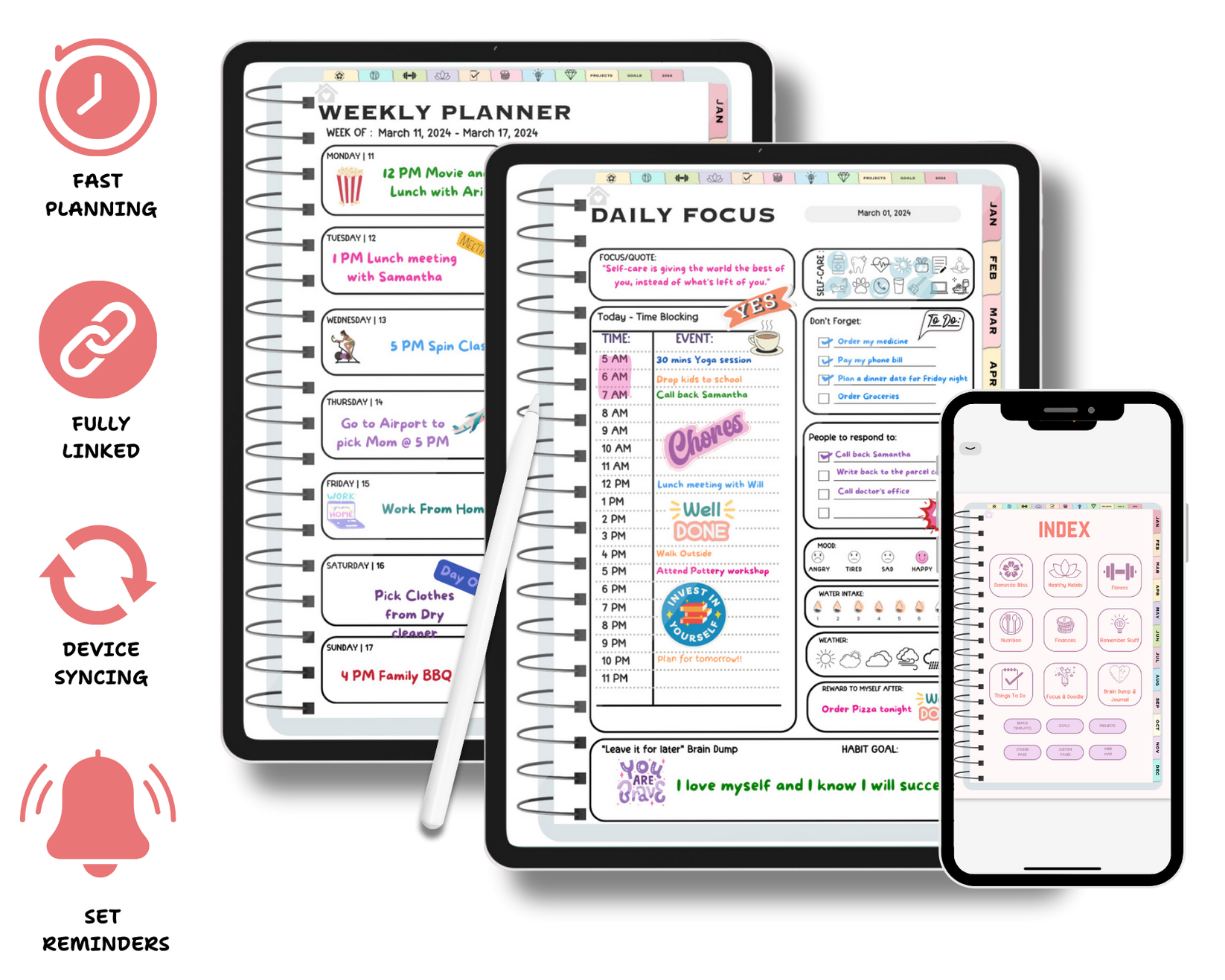 2025 2026 Digital Planner for iPad & GoodNotes – Brain Wave Focus